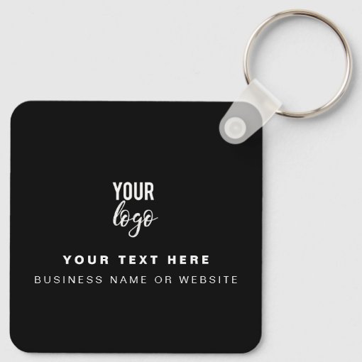 QR Code Business Logo Black Minimalist Corporate Keychain | Zazzle