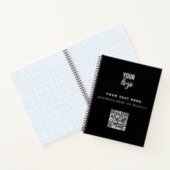 QR Code Business Logo Black Minimalist Corporate Notebook | Zazzle
