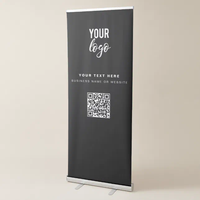 QR Code Business Logo Black Minimalist Corporate Retractable Banner ...