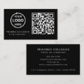 QR Code Business Logo Black Modern Professional Business Card | Zazzle