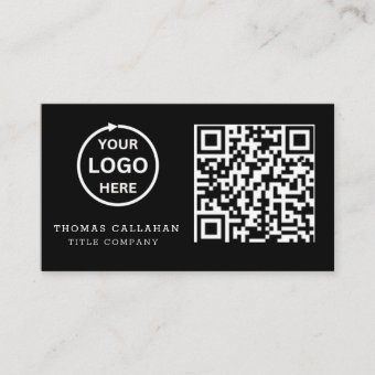 QR Code Business Logo Black Modern Professional Business Card | Zazzle