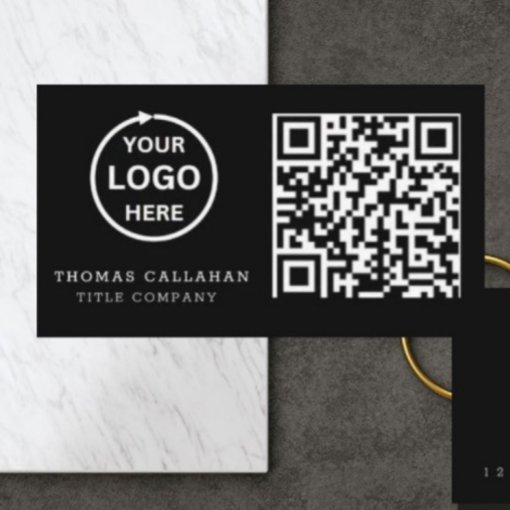 QR Code Business Logo Black Modern Professional Business Card | Zazzle