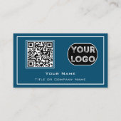 QR Code Business Logo Blue Minimalist Business Card | Zazzle