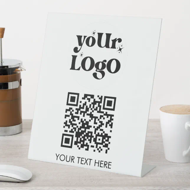 QR Code Business Logo Branded Scan Me Pedestal Sign | Zazzle