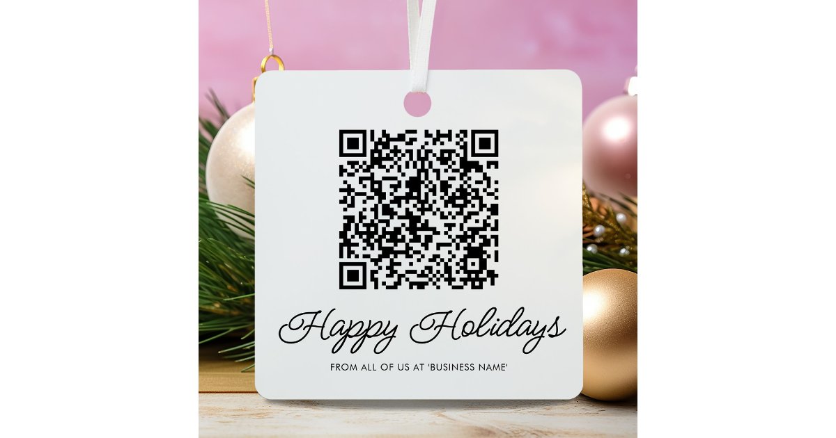 QR Code Business Logo Christmas Metal Ornament | Zazzle