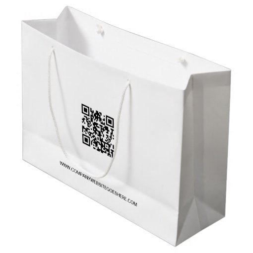 QR code Business logo Company website Custom Large Gift Bag | Zazzle