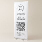 QR Code Business Logo Custom Retractable Banner | Zazzle