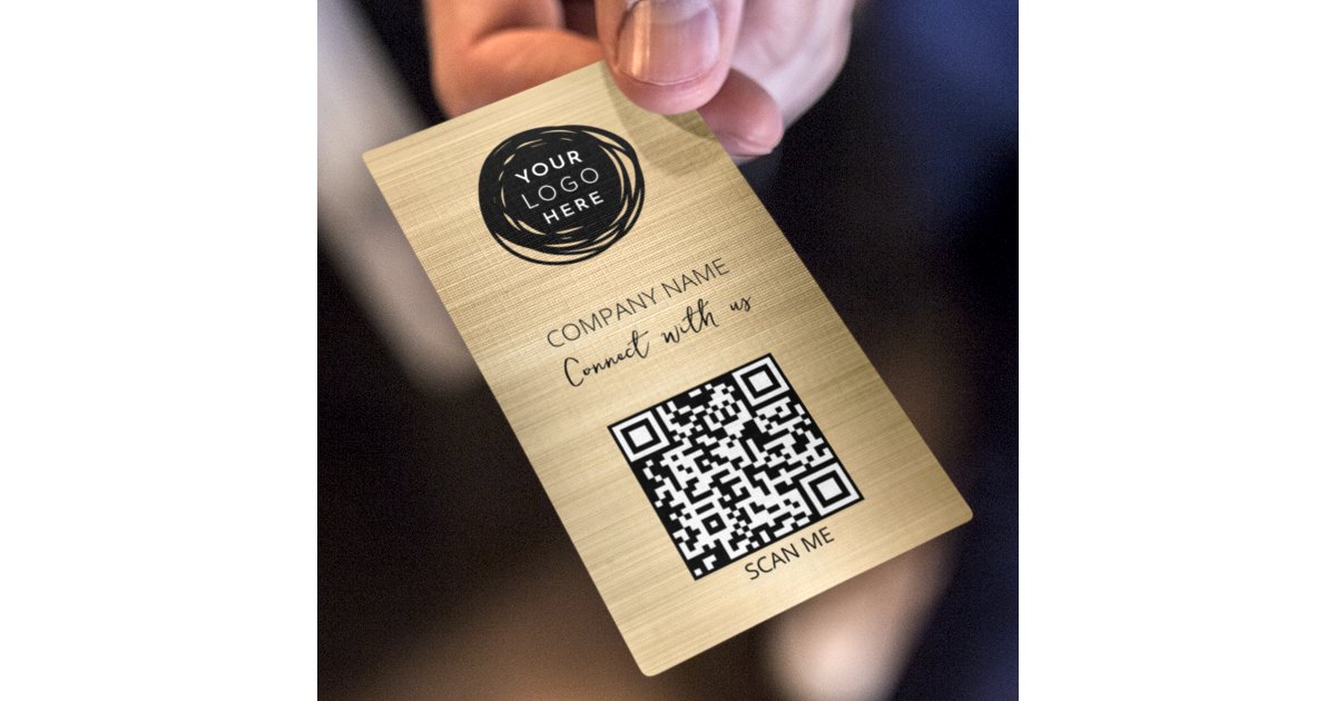 QR Code Business Logo Gold Business Card | Zazzle