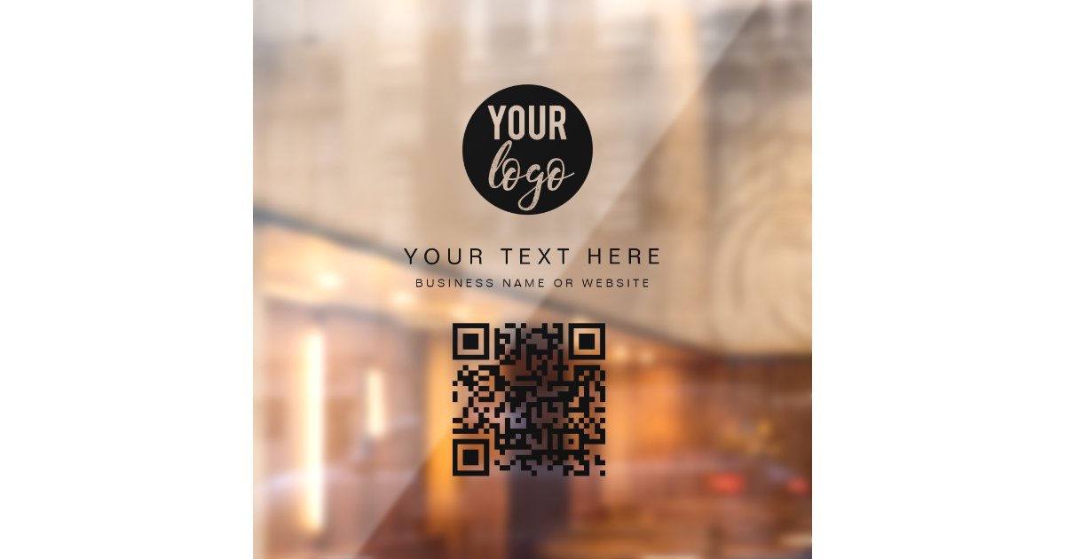 QR Code Business Logo Minimalist Corporate Window Cling | Zazzle