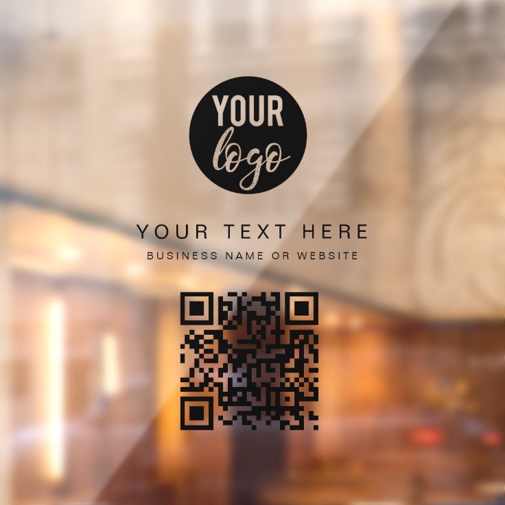 QR Code Business Logo Minimalist Corporate Window Cling | Zazzle