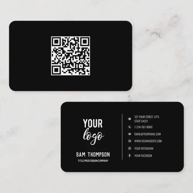 QR Code Business Logo Modern Minimal Business Card | Zazzle