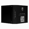 QR Code Business Logo Modern Minimalist Black 3 Ring Binder | Zazzle