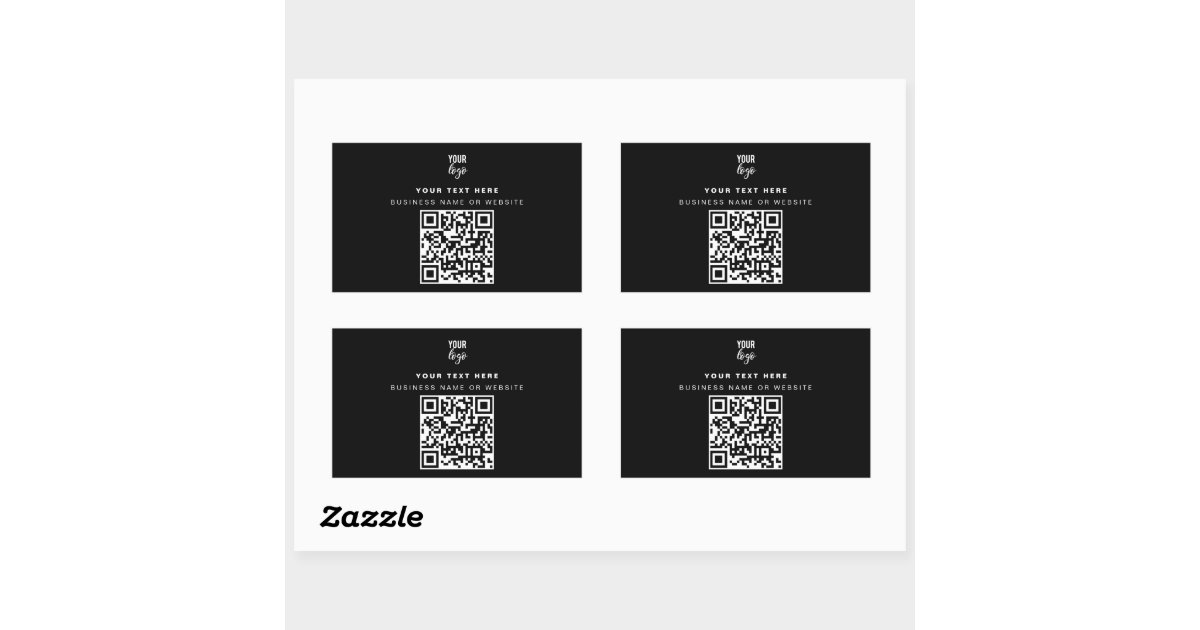 QR Code Business Logo Modern Minimalist Black Rectangular Sticker | Zazzle