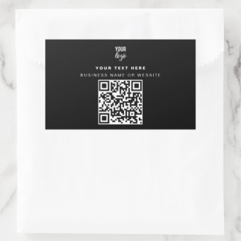 QR Code Business Logo Modern Minimalist Black Rectangular Sticker | Zazzle