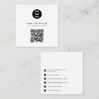 QR Code Business Logo Modern Minimalist Business Calling Card | Zazzle
