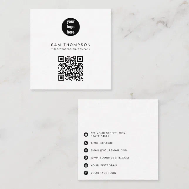 QR Code Business Logo Modern Minimalist Business Calling Card | Zazzle