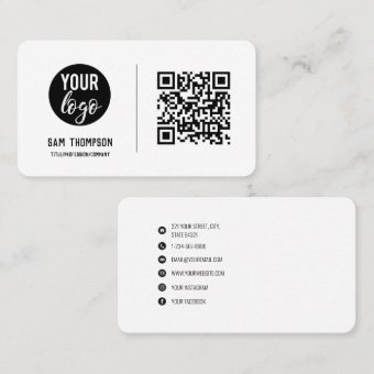 QR Code Business Logo Modern Minimalist Business Card | Zazzle