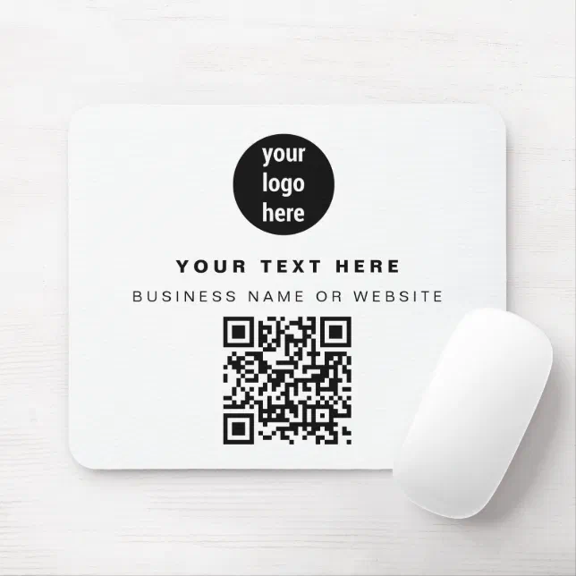 QR Code Business Logo Modern Minimalist Business Mouse Pad | Zazzle