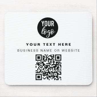 QR Code Business Logo Modern Minimalist Business Mouse Pad | Zazzle
