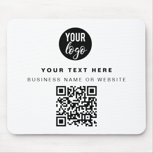 QR Code Business Logo Modern Minimalist Business Mouse Pad | Zazzle