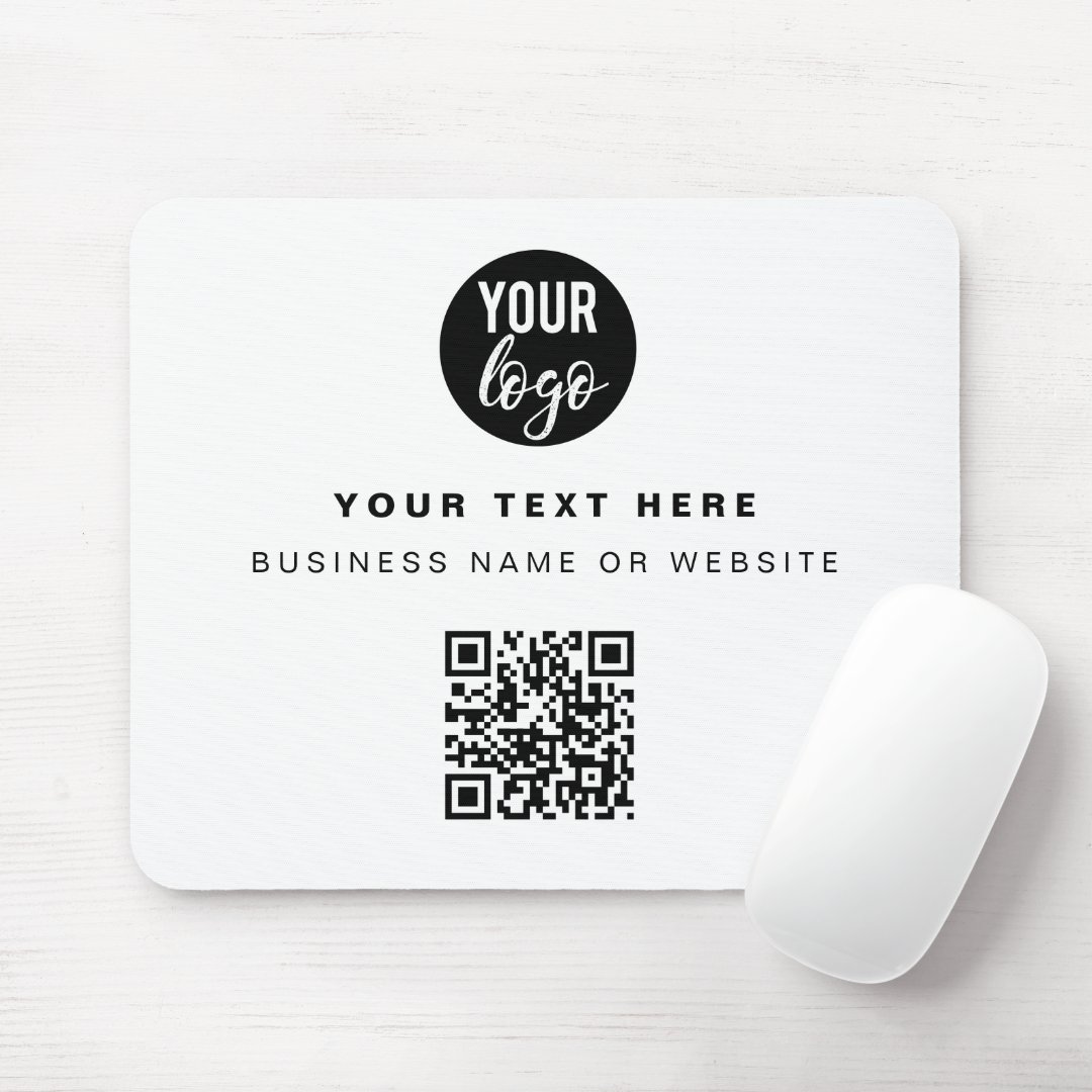 QR Code Business Logo Modern Minimalist Business Mouse Pad | Zazzle
