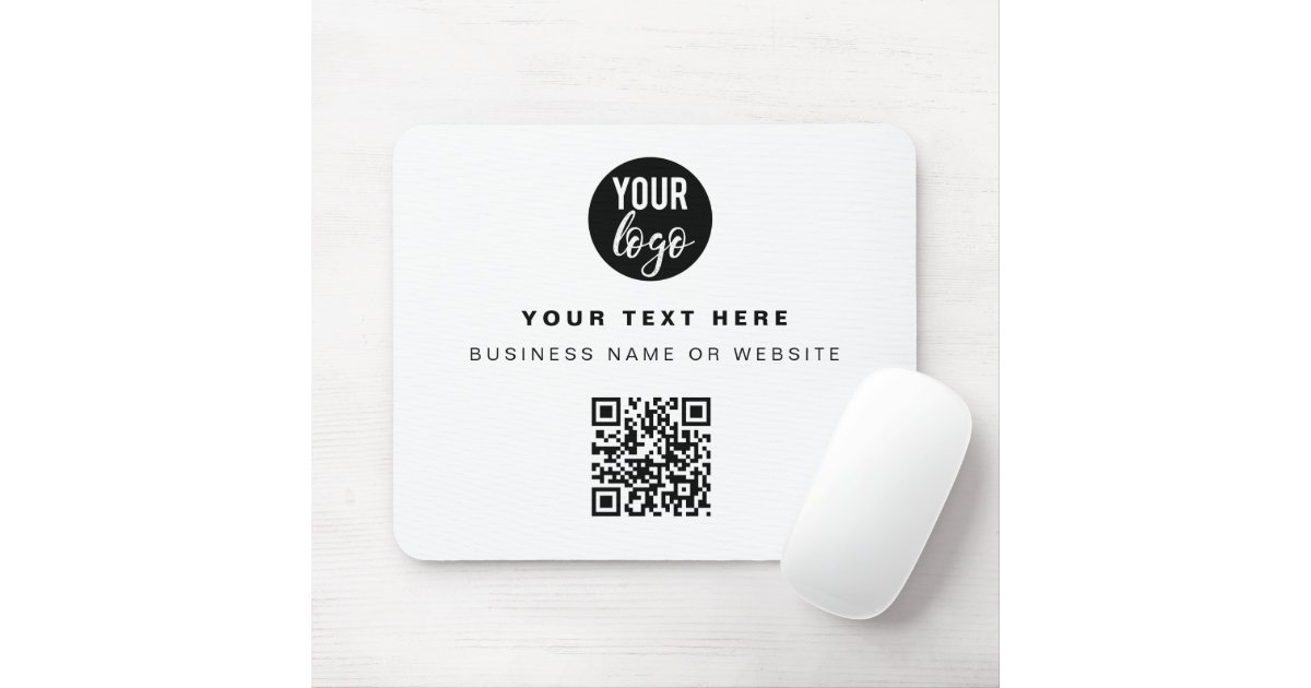 QR Code Business Logo Modern Minimalist Business Mouse Pad | Zazzle