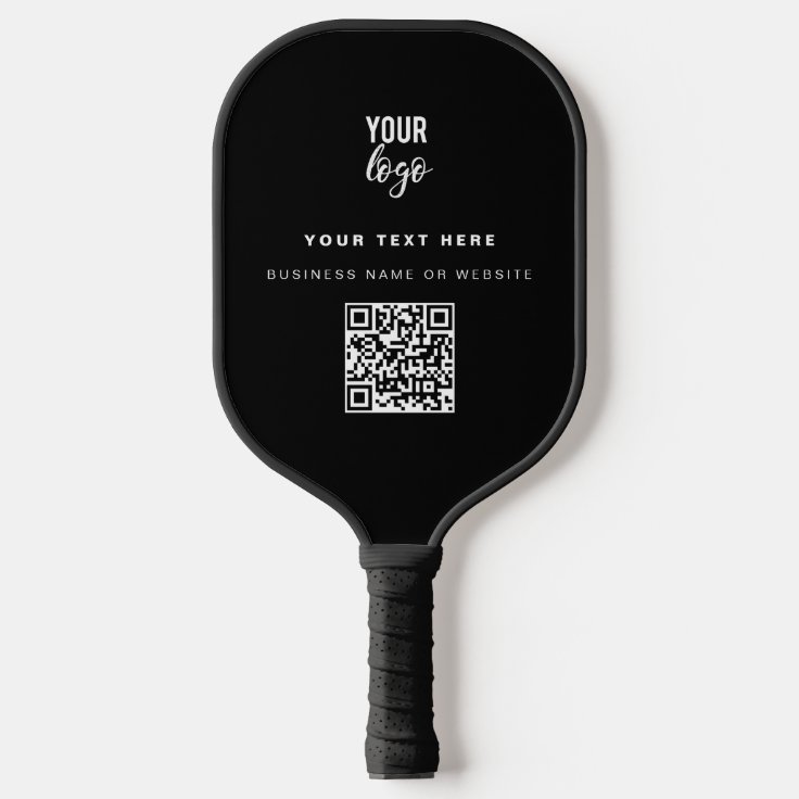 QR Code Business Logo Modern Minimalist Business Pickleball Paddle | Zazzle