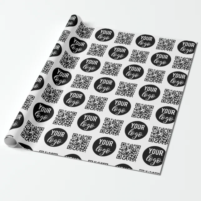 QR Code Business Logo Modern Minimalist Business Wrapping Paper | Zazzle