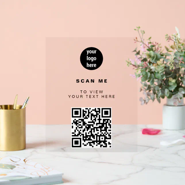 QR Code Business Logo Modern Minimalist Corporate Acrylic Sign | Zazzle
