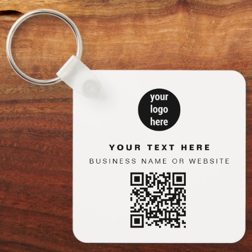 QR Code Business Logo Modern Minimalist Corporate Keychain | Zazzle