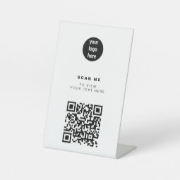 QR Code Business Logo Modern Minimalist Corporate Pedestal Sign | Zazzle