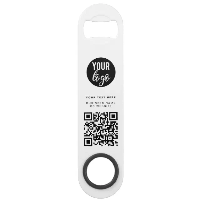 QR Code Business Logo Modern Minimalist White Bar Key | Zazzle