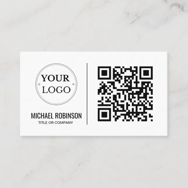 QR Code Business Logo Modern Professional Business Card | Zazzle