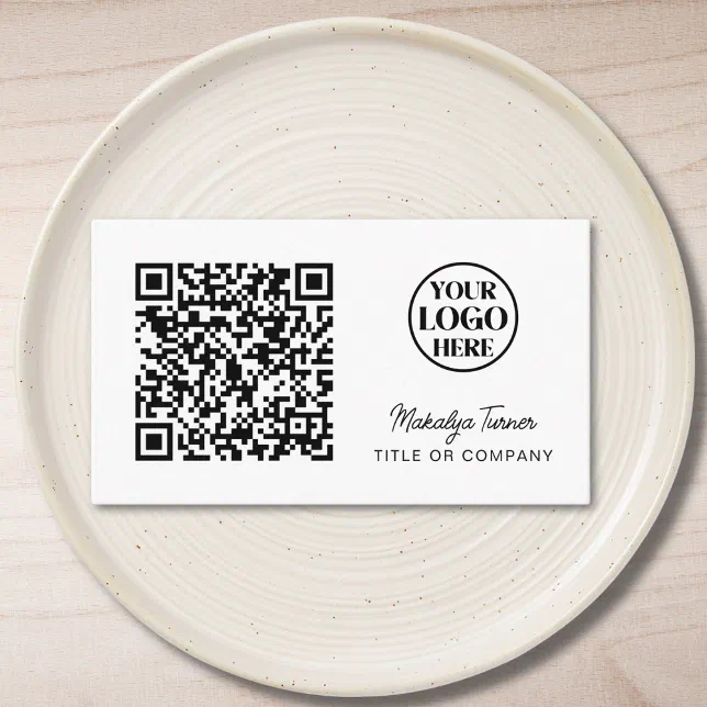 QR Code Business Logo Modern Professional Business Card | Zazzle