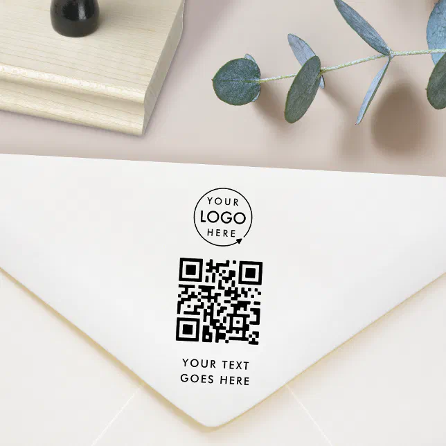 QR Code | Business Logo Modern Professional Rubber Stamp | Zazzle