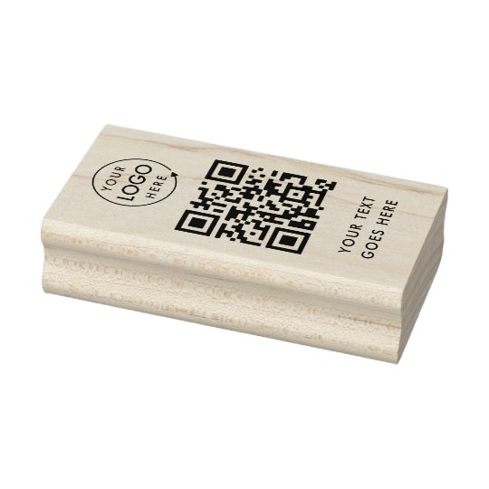 QR Code | Business Logo Modern Professional Rubber Stamp | Zazzle.com