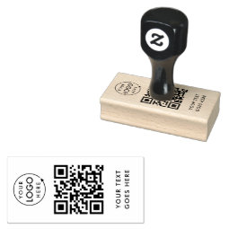 QR Code | Business Logo Modern Professional Rubber Stamp | Zazzle