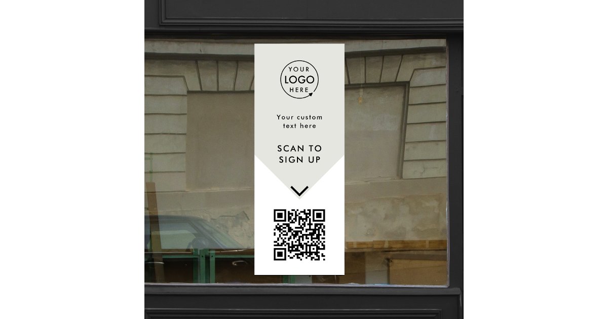 QR Code | Business Logo Modern Promotional Window Cling | Zazzle