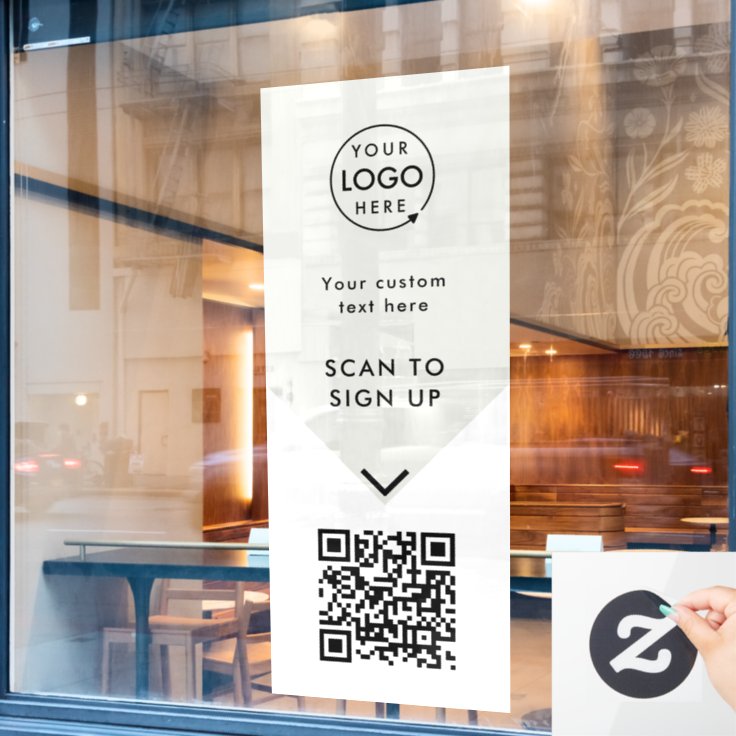 QR Code | Business Logo Modern Promotional Window Cling | Zazzle