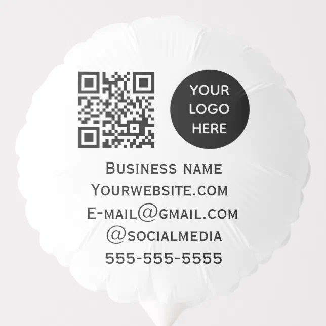 QR Code Business Logo Professional Black Modern Balloon | Zazzle