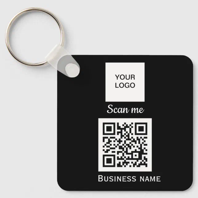 QR Code Business Logo Professional Custom Black K Keychain | Zazzle