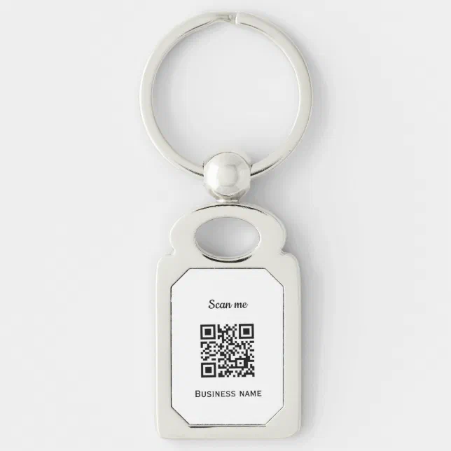 QR Code Business Logo Professional Custom Black Keychain | Zazzle