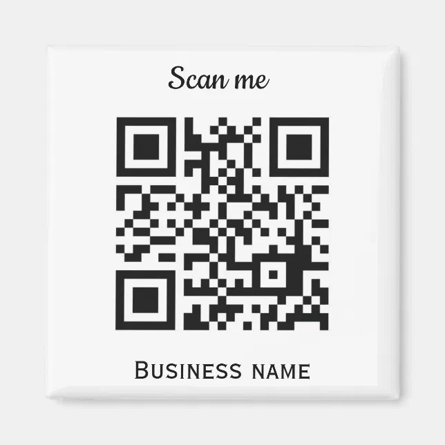 QR Code Business Logo Professional Custom Black Magnet | Zazzle