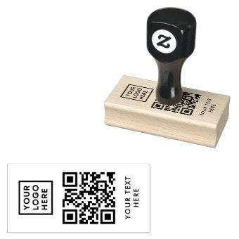 QR Code Business Logo Professional Modern Rubber Stamp | Zazzle