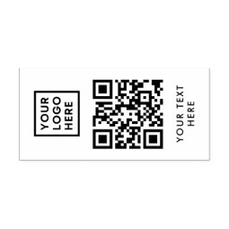 QR Code Business Logo Professional Modern Rubber Stamp | Zazzle