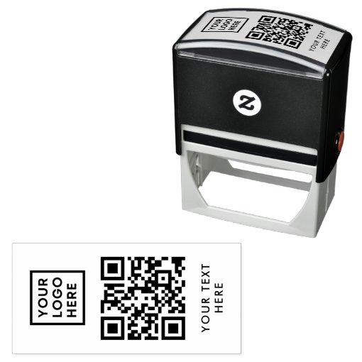 QR Code Business Logo Professional Modern Self-inking Stamp | Zazzle