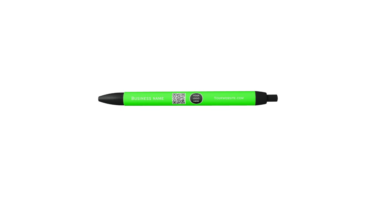 QR Code Business Logo Professional Neon green Pen | Zazzle