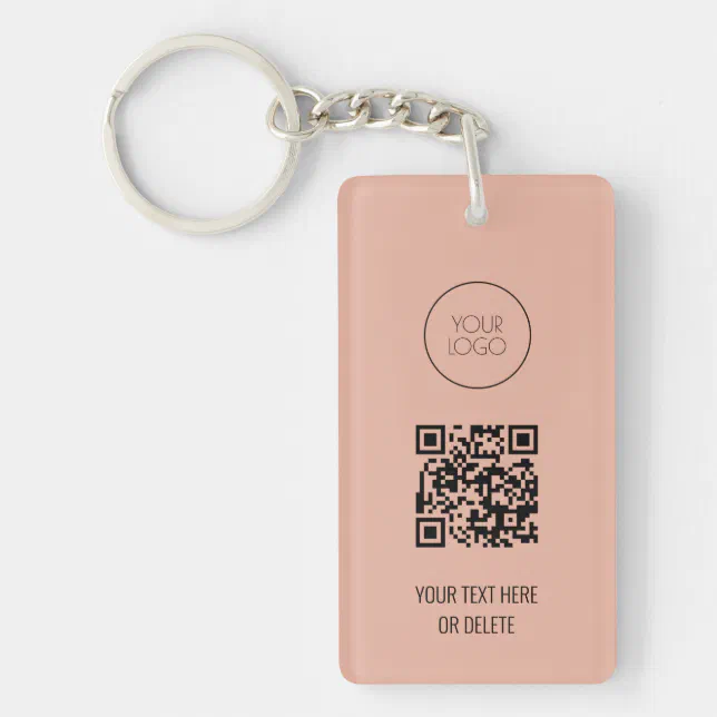 QR Code Business Logo Professional Pink and Black Keychain | Zazzle