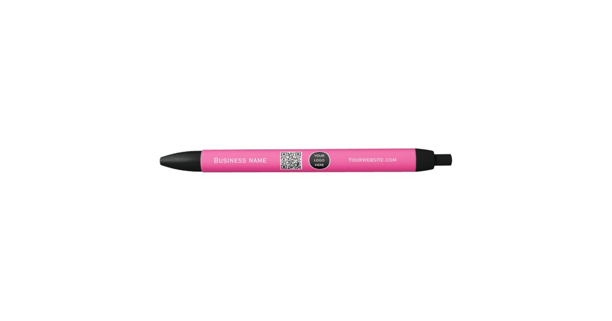 QR Code Business Logo Professional Pink Modern Pen | Zazzle