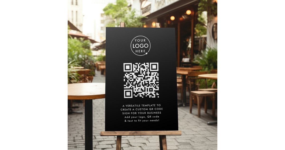 QR Code | Business Logo Professional Simple Black Foam Board | Zazzle